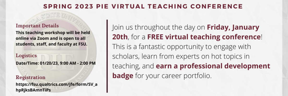 Spring 2023 PIE Virtual Teaching Conference | University Announcements